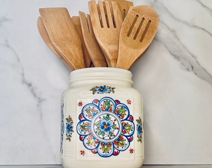 French Farmhouse Kitchen Utensil Holder, French Caddy, Utensil Crock ...