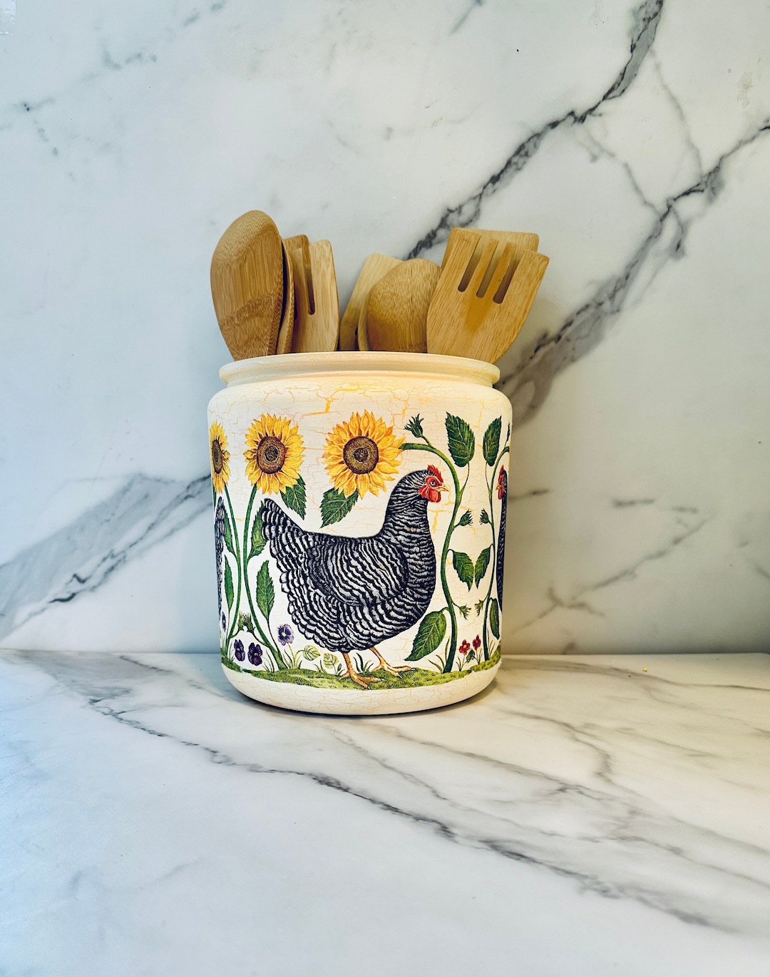 Extra Large Rooster/farmhouse, Kitchen Utensil Holder, Utensil Caddy ...