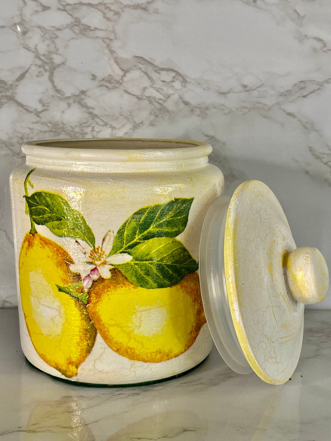 Lemon Themed Canister/planter Tea Caddy Container for Nuts | Etsy