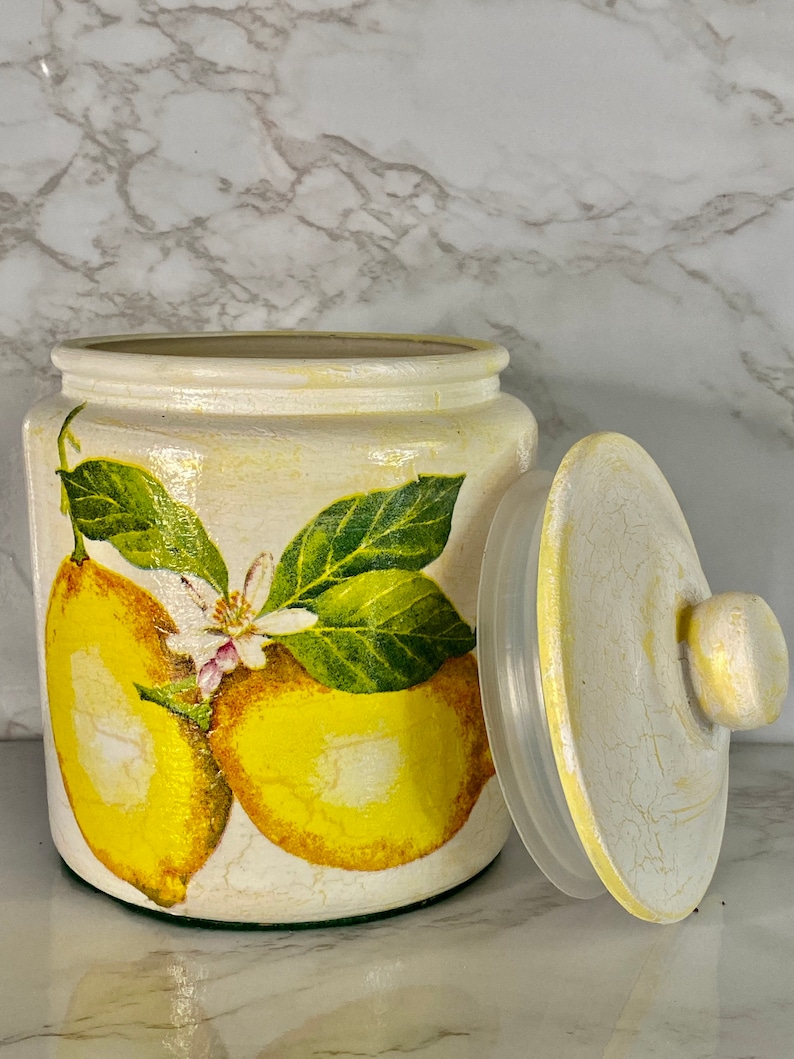 Lemon Themed Canister/planter Tea Caddy Container for Nuts | Etsy