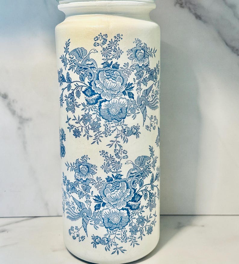 Floral Chinoiserie Vase, French Country Style Vase, Farmhouse Style ...