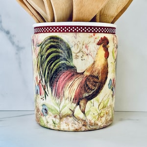 Roosters Kitchen Utensil Holder, Rooster Utensil Caddy, Rooster Utensil ...