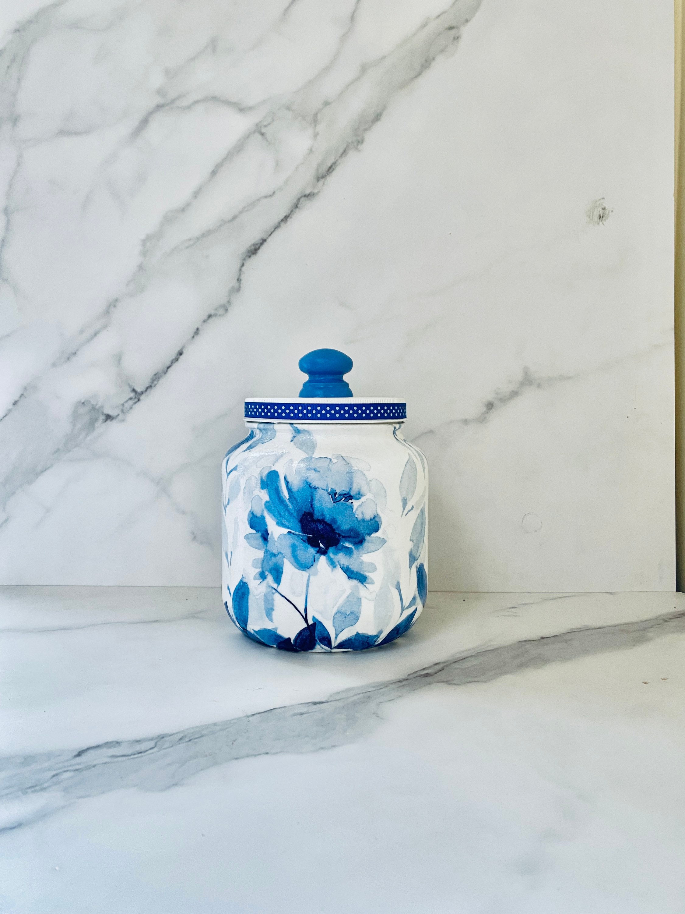 Blue & White Cookie Jar Kitchen Canister 1/2 Gallon 64 | Etsy