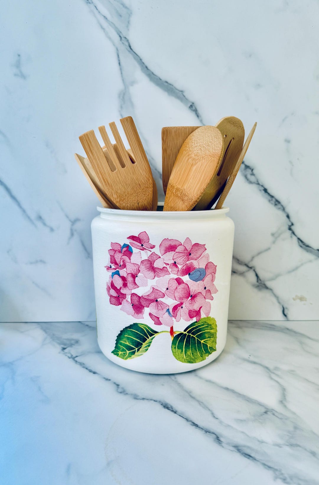 EXTRA LARGE Hydrangea Utensil Holder: French Farmhouse Kitchen Decor - Etsy