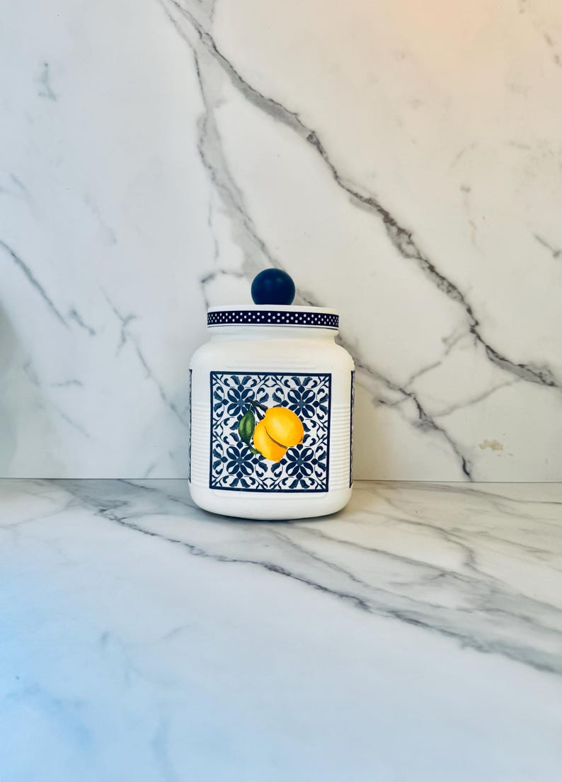 Mediterranean Lemon Cookie Jar: Italian Kitchen Cracker Jar, 1/2 Gallon ...