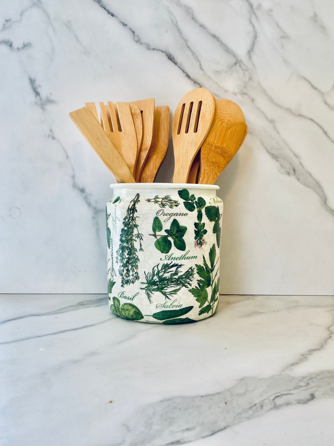 Extra Large Italian Herb, Spice Utensil Holder, Garden Utensil Caddy ...