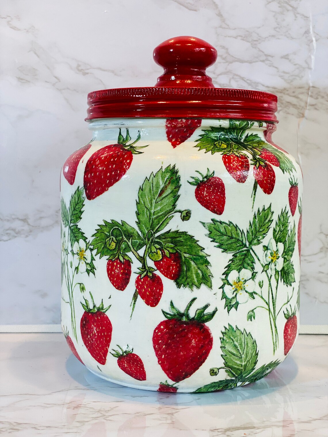 Strawberry Cookie Jar 1/2 Gallon 64 Ounce H8 X - Etsy