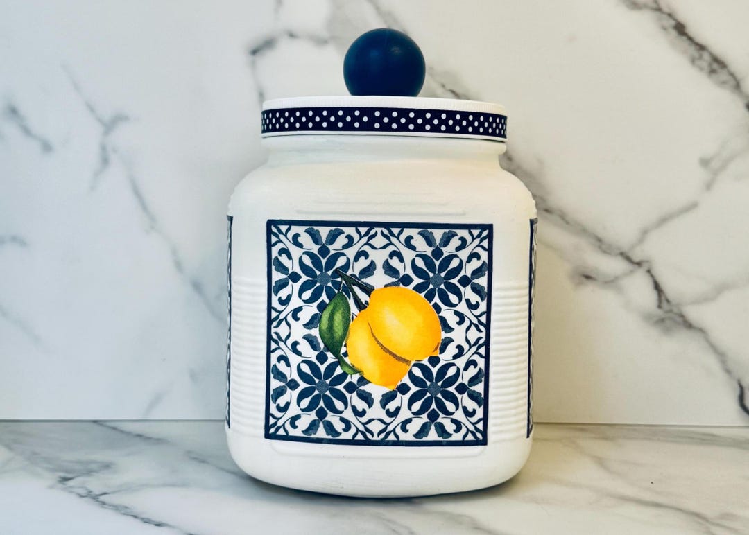 Mediterranean Lemon Cookie Jar: Italian Kitchen Cracker Jar, 1/2 Gallon ...
