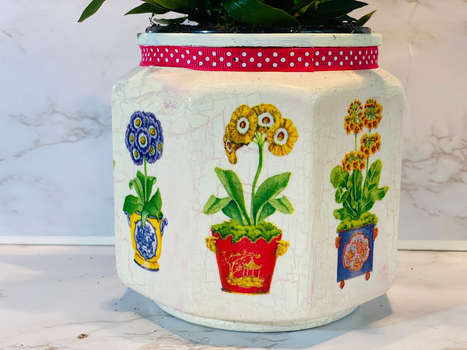 Floral Canister Floral Plant Holder Floral Container Floral - Etsy