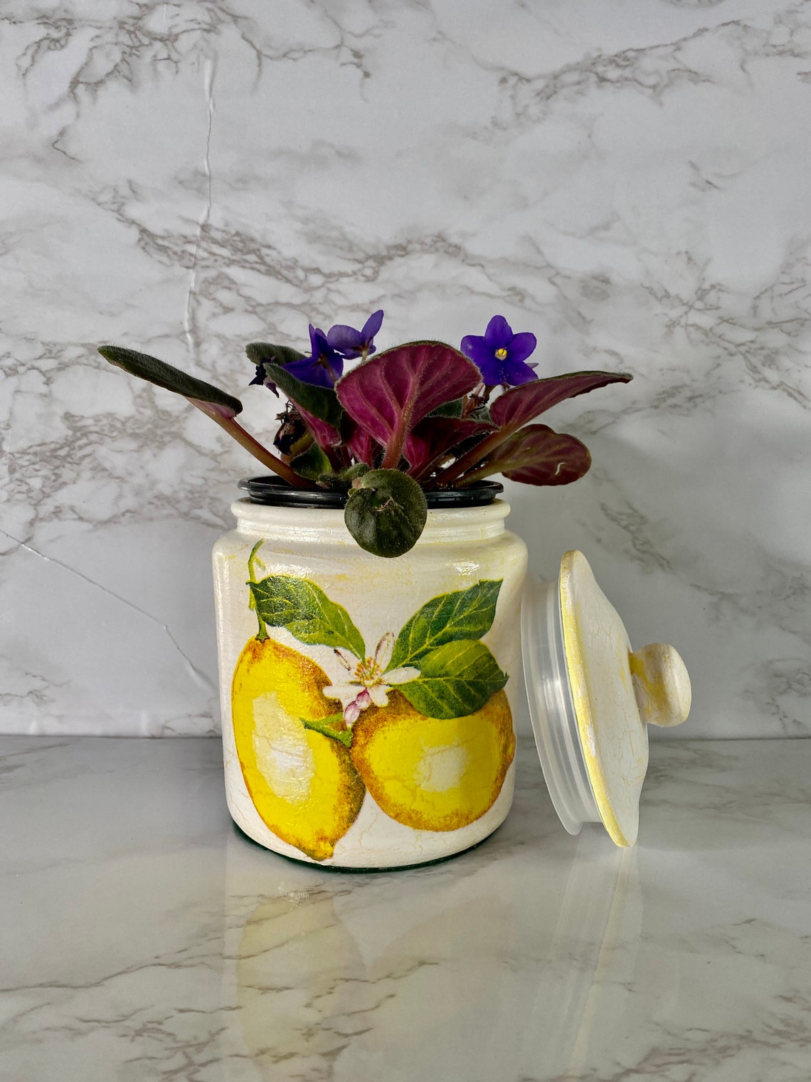 Lemon Themed Canister/planter Tea Caddy Container for Nuts | Etsy