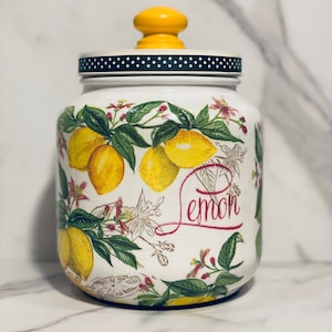 Lemon Cookie Jar, Kitchen Canister, 1/2 Gallon, 64 Ounce, H8” X W6 ...