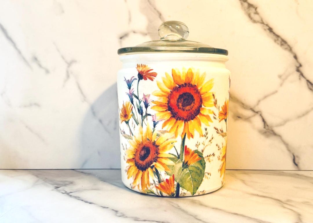 Sunflower Cookie Jar, Floral Kitchen Canister, Sunflower Country Decor ...