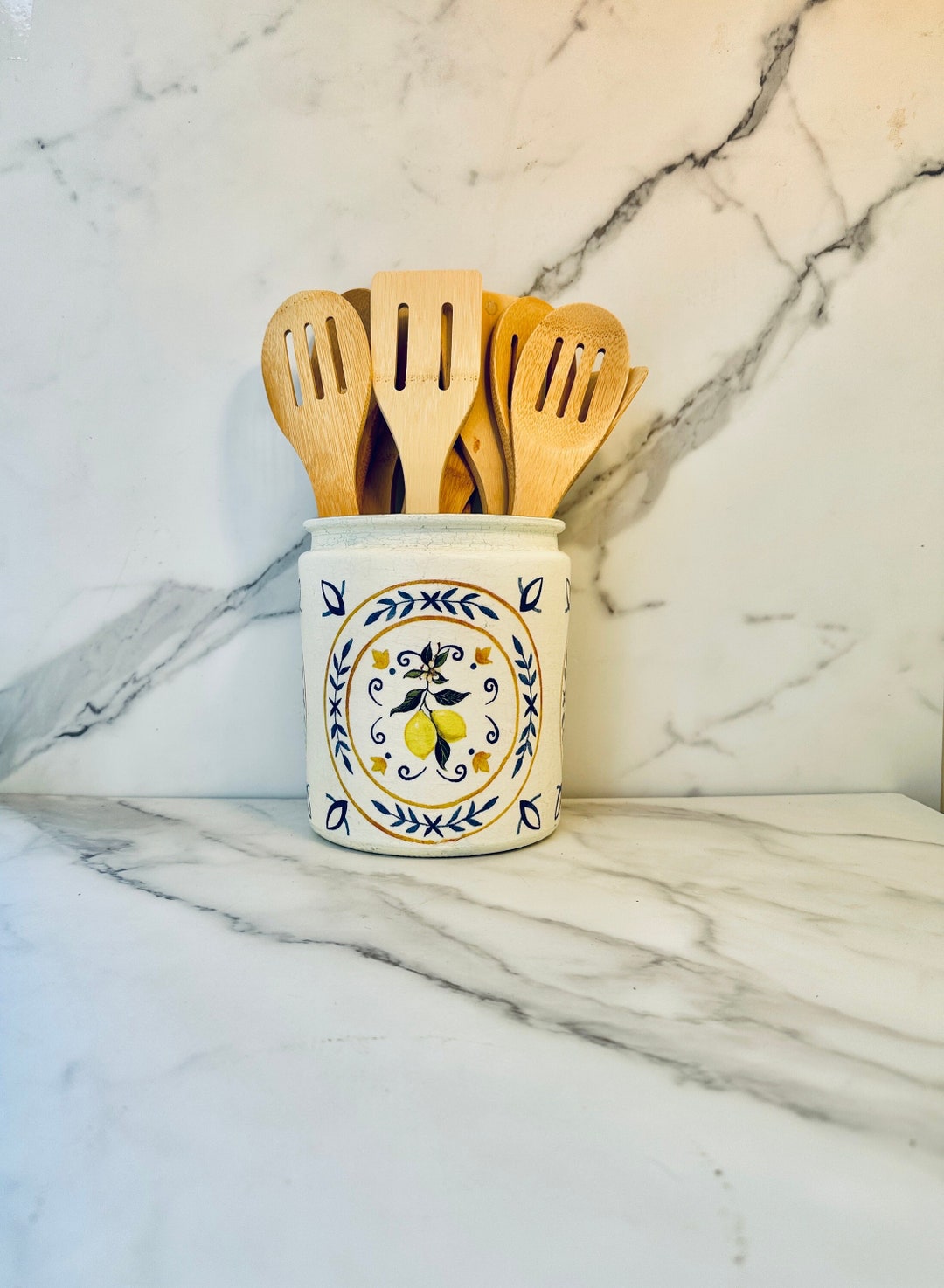 Lemon Themed Kitchen Utensil Holder, Utensil Caddy, Utensil Crock ...