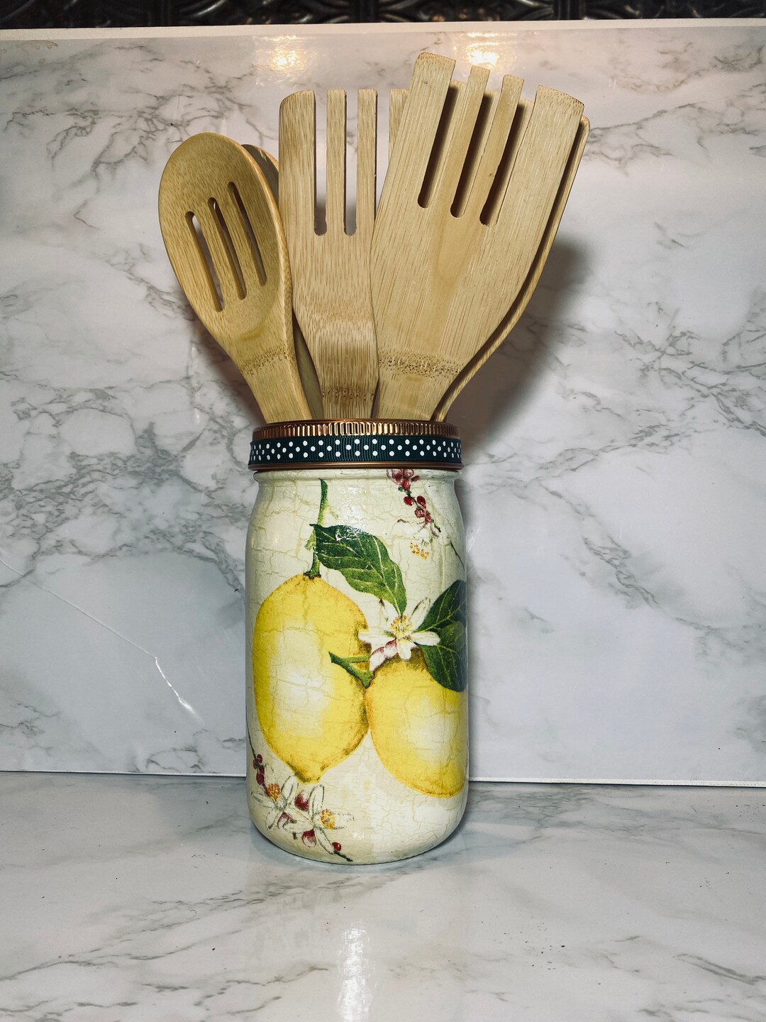 Lemon Themed Kitchen Utensil Holder, Caddy, Perfect for Mother's Day ...
