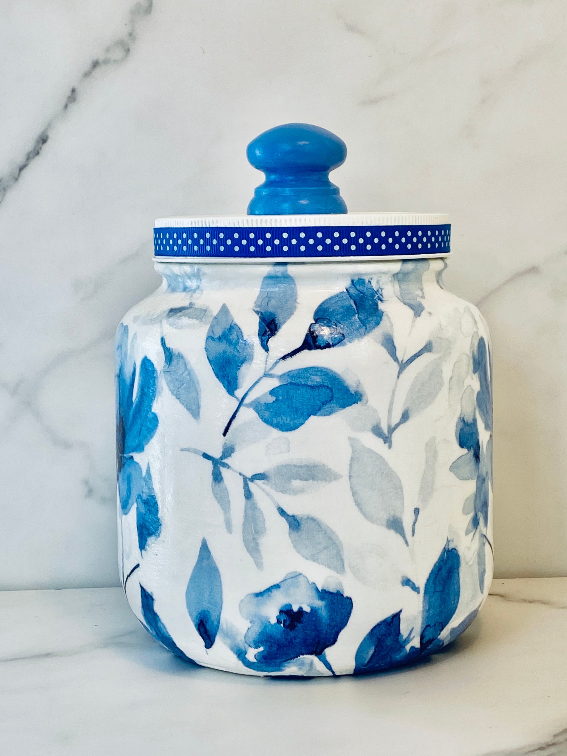 Blue & White Cookie Jar Kitchen Canister 1/2 Gallon 64 | Etsy