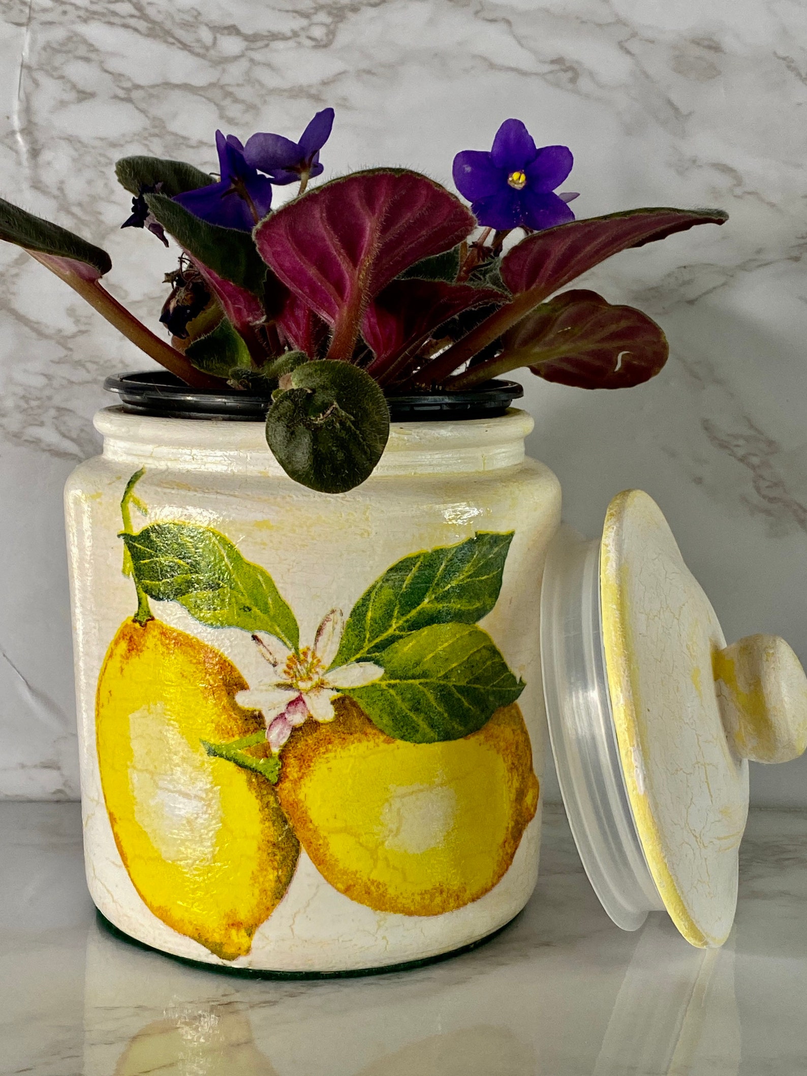 Lemon Themed Canister/planter Tea Caddy Container for Nuts | Etsy