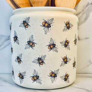 EXTRA LARGE Honey Bee Utensil Holder: Decoupage Kitchen Crock - Etsy