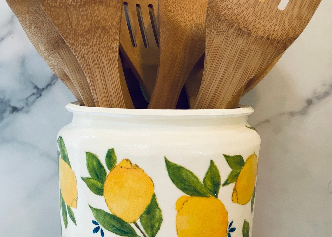 Lemon and Fruit Themed Kitchen Utensil Holder Utensil Caddy | Etsy