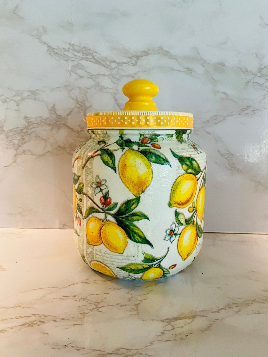 Lemon Cookie Jar Lemon Canister Lemon Decor 1/2 Gallon - Etsy