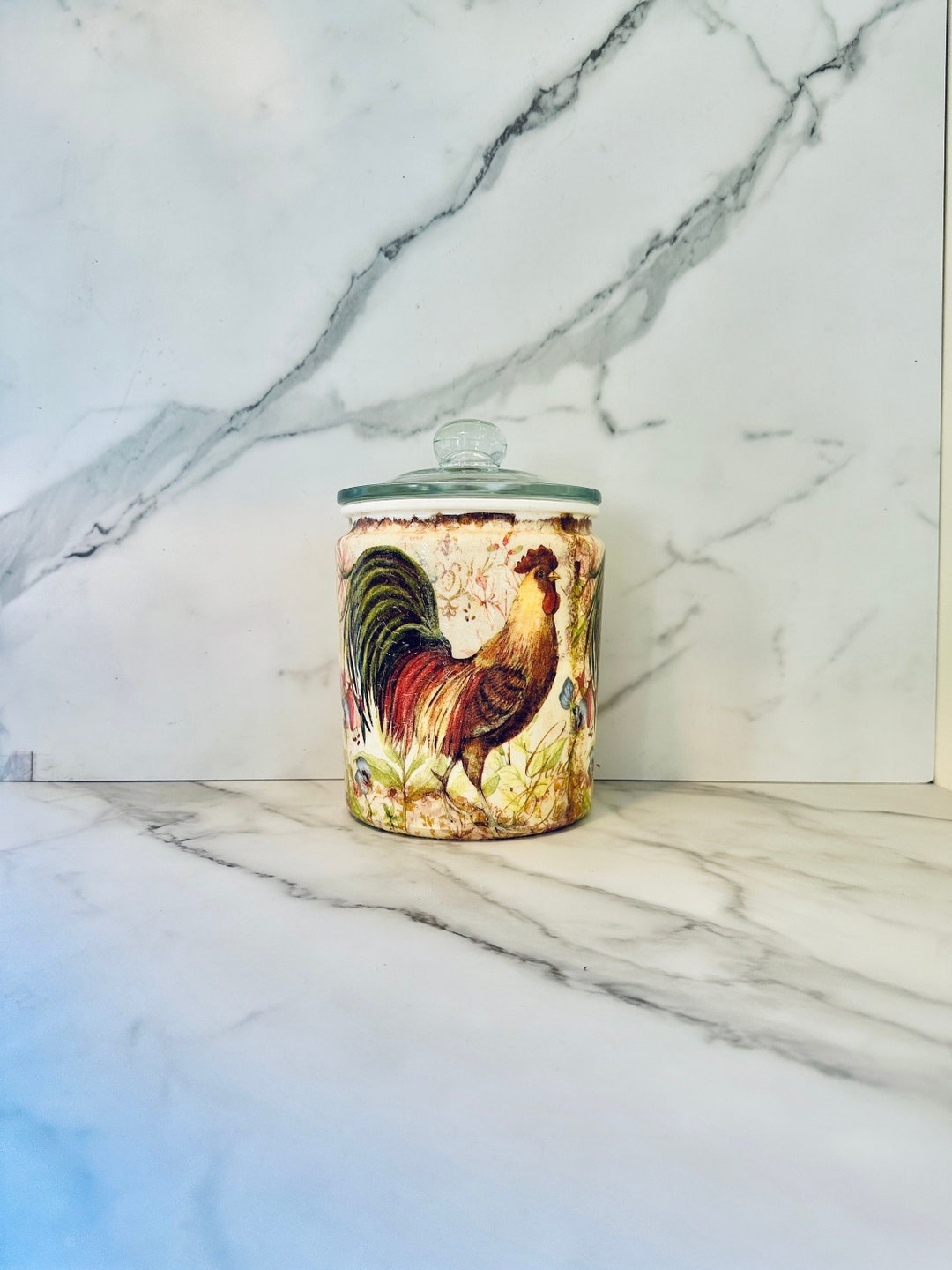Rooster Cookie Jar, French Farmhouse Kitchen Canister, 1/2 Gallon 64 ...
