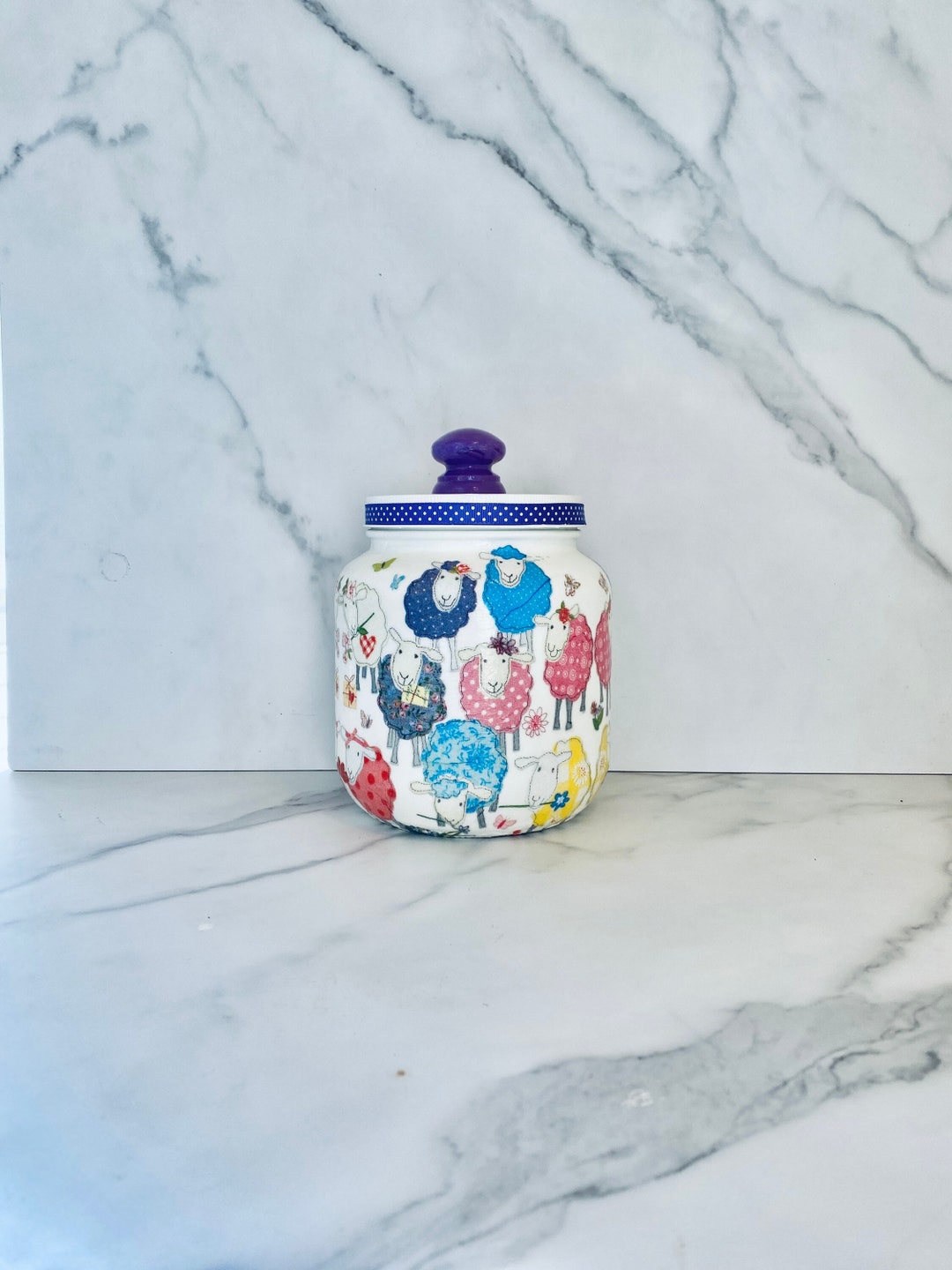 Easter Sheep Cookie Jar, Sheep Canister, 1/2 Gal, 64 Oz Glass Jar, H8 ...