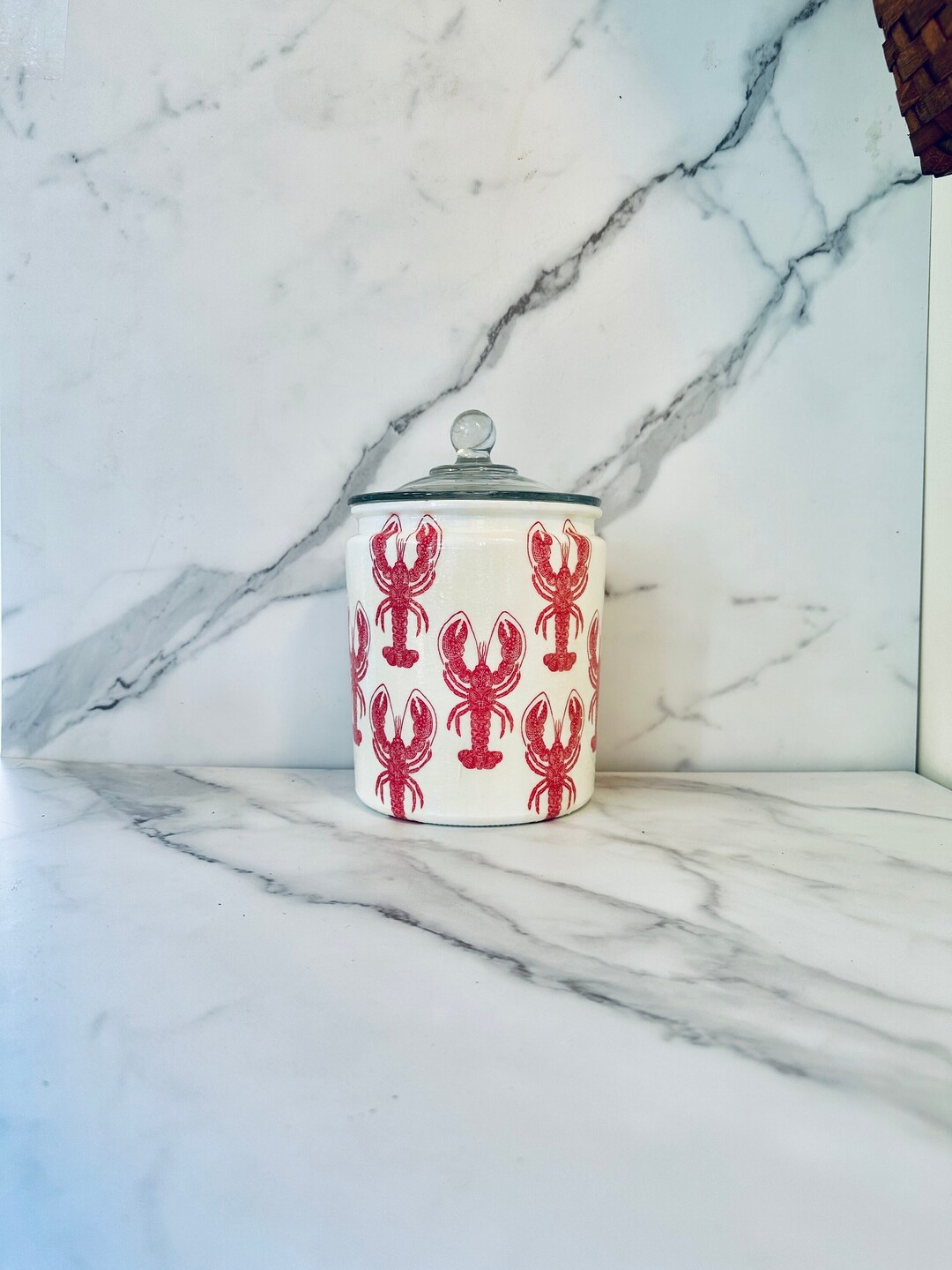 Lobster Themed Cookie Jar, Beach Kitchen Canister, 1/2 Gallon, 64 Ounce ...