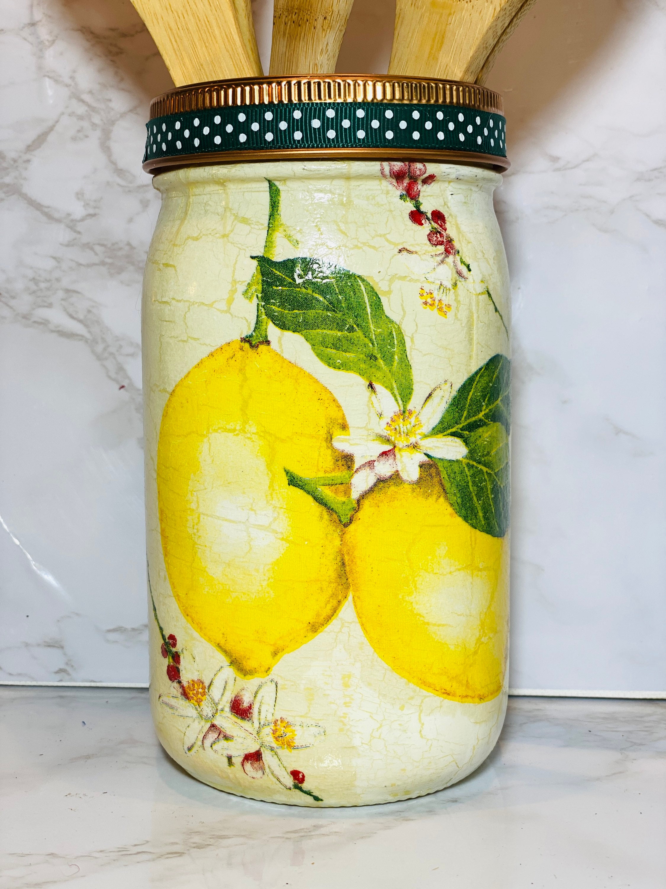 Lemon Themed Kitchen Utensil Holder Caddy Perfect for - Etsy