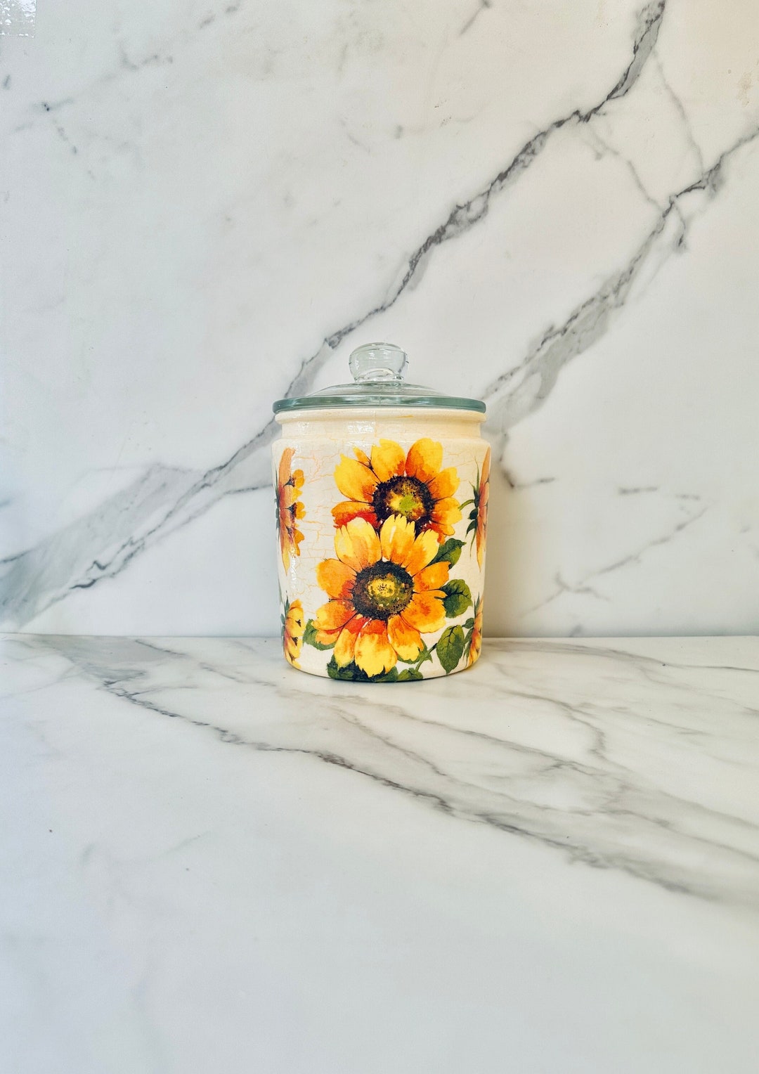 Sunflower Cookie Jar, Kitchen Canister, 64ozs, 1/2 Gallon, H8 X W 6 ...