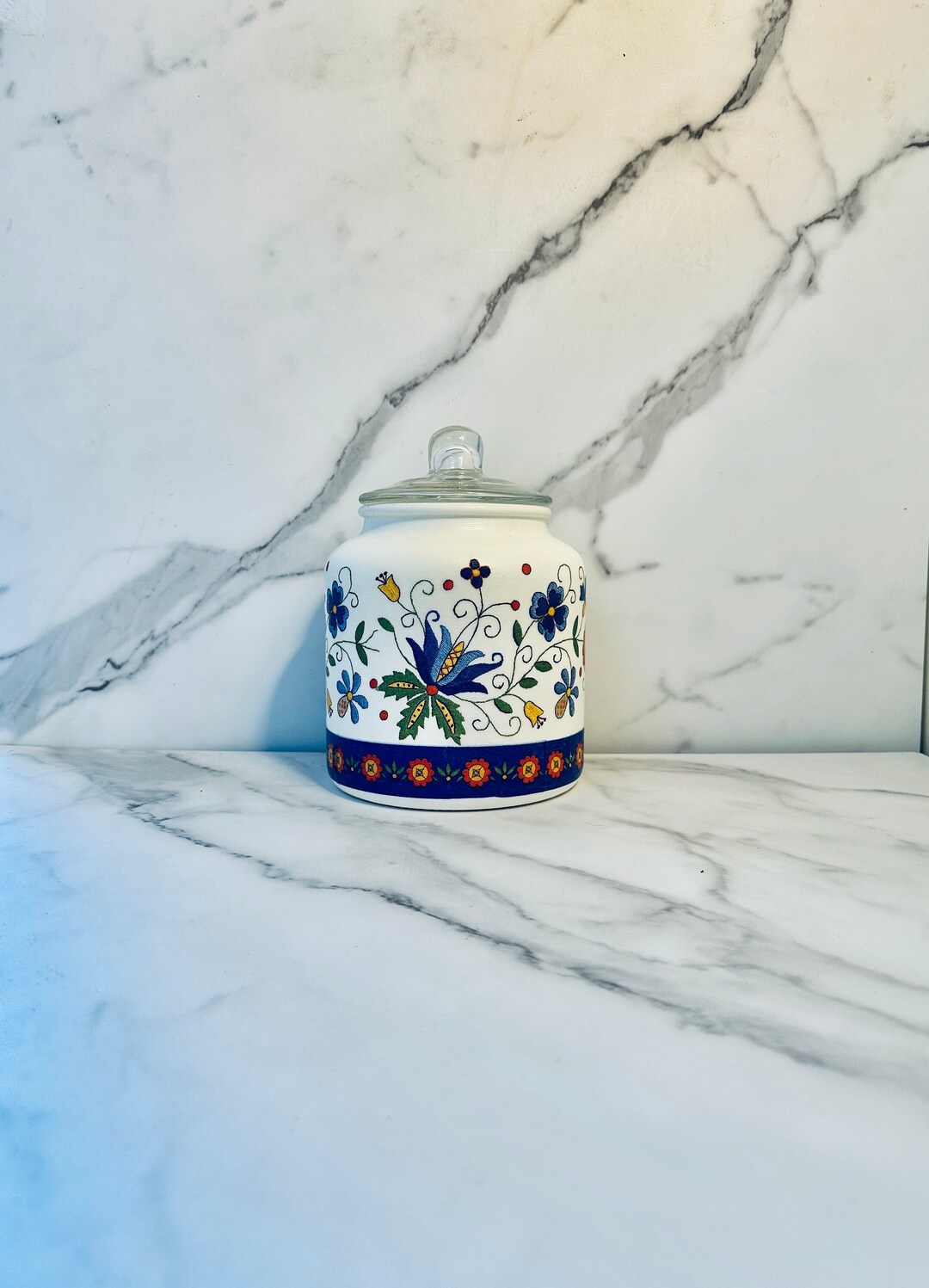Decorative Kitchen Cookie Jar, Folk Art Themed Cookie Jar, 64 Ounce, 1/ ...