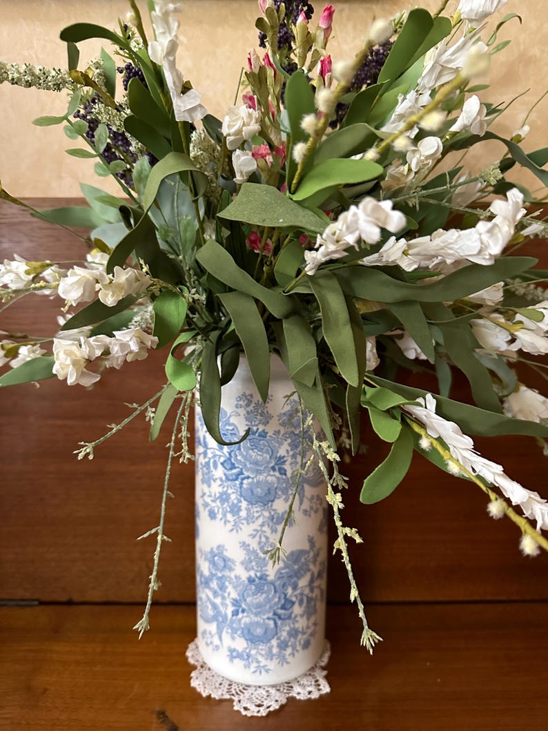 Floral Chinoiserie Vase, French Country Style Vase, Farmhouse Style ...
