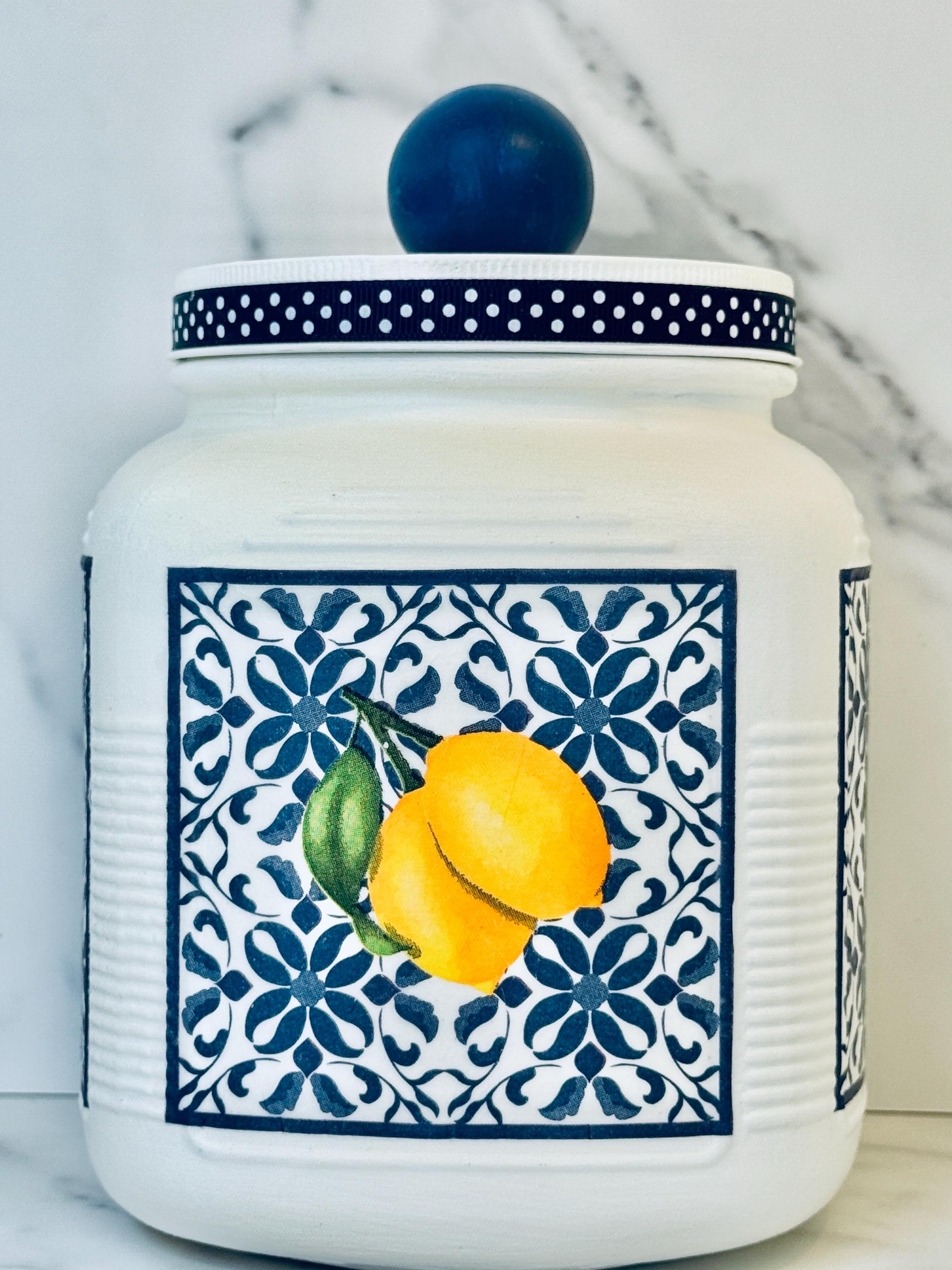 Mediterranean Lemon Cookie Jar: Italian Kitchen Cracker Jar, 1/2 Gallon ...