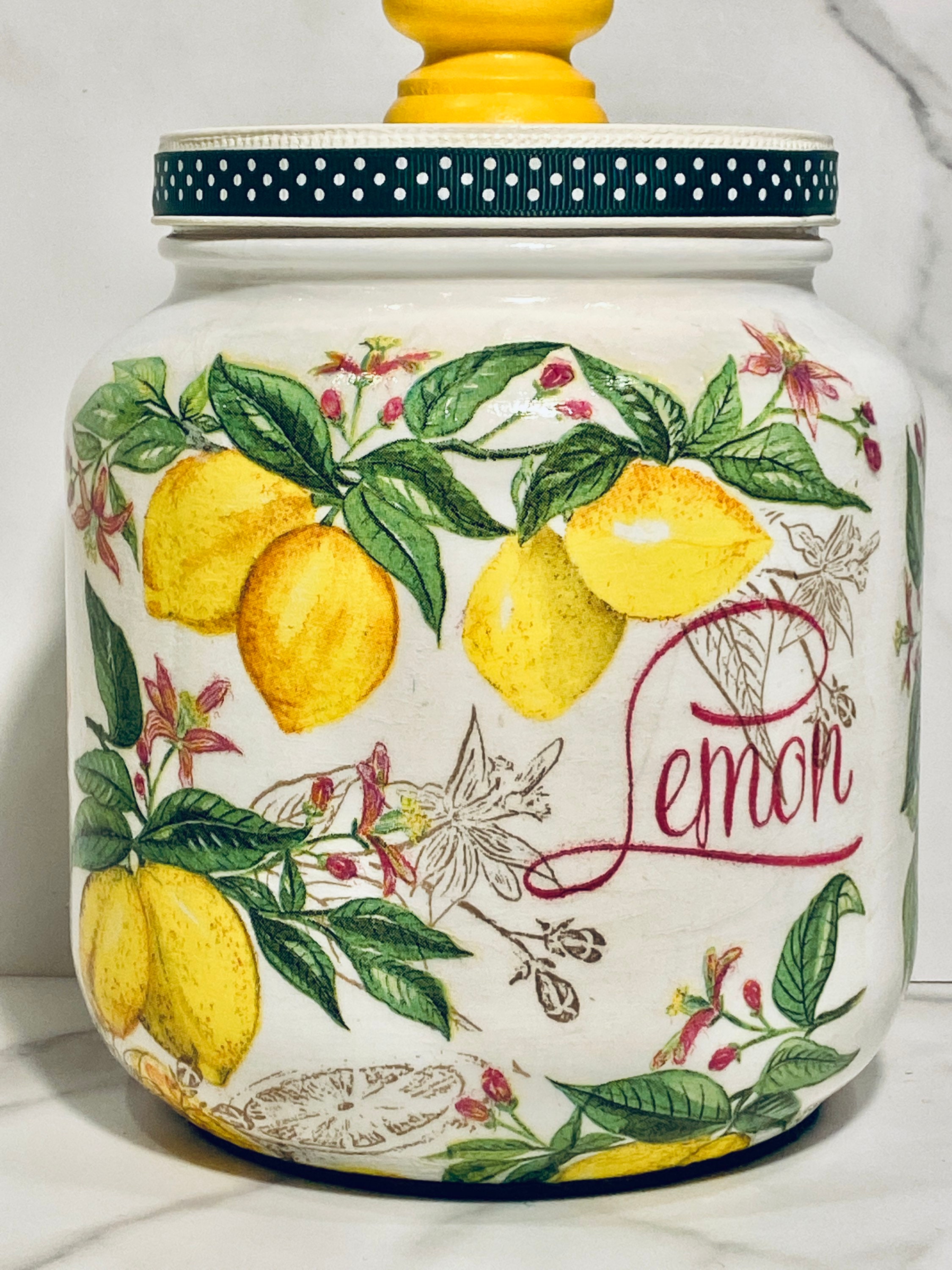 Lemon Cookie Jar Kitchen Canister 1/2 Gallon 64 Ounce H8 | Etsy