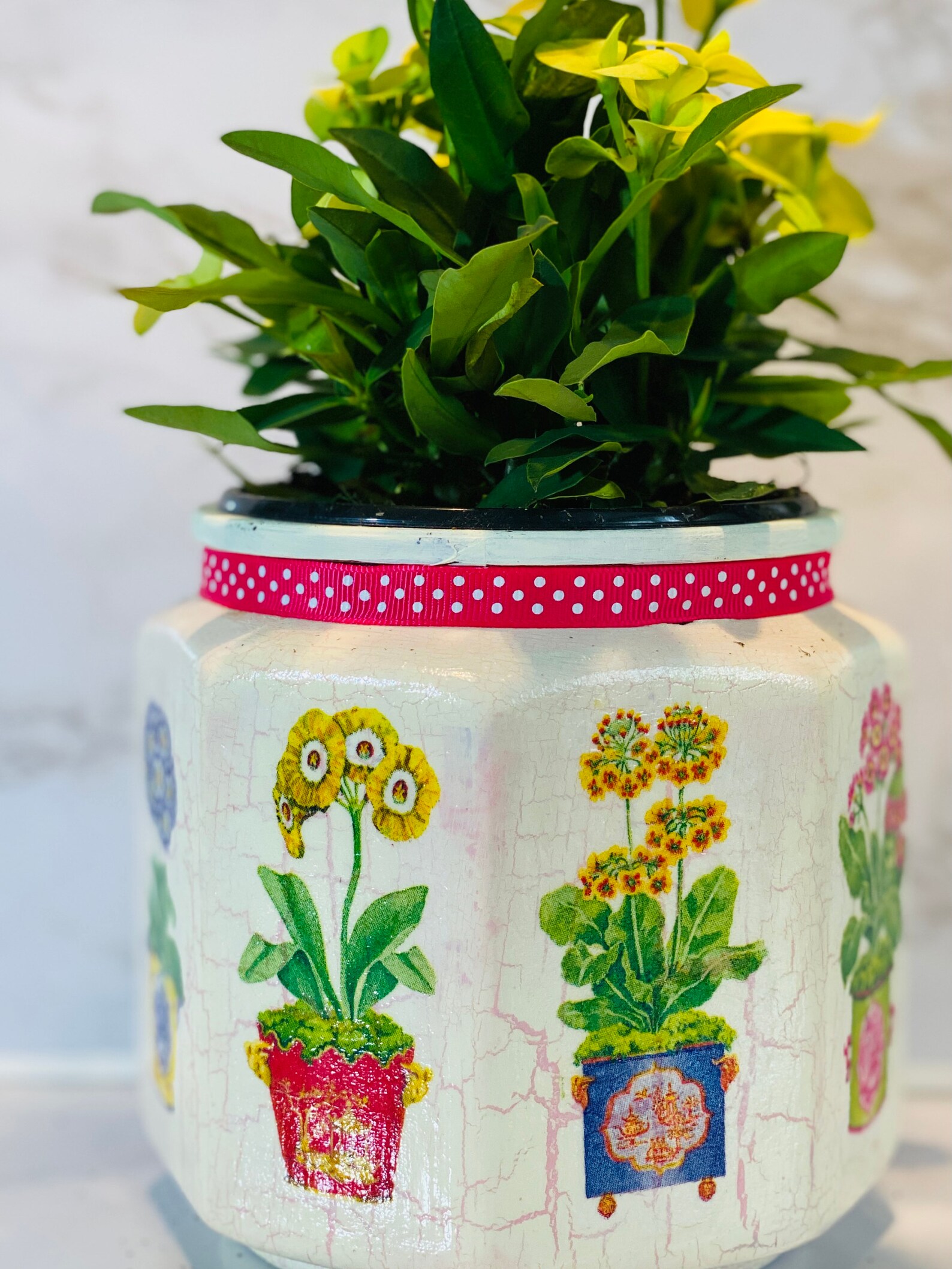 Floral Canister Floral Plant Holder Floral Container Floral | Etsy