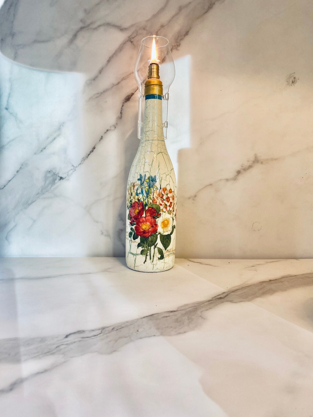 Floral Oil Lamp, Tiki Oil Lamp, Patio Lighting, Lantern, Tabletop Tiki ...