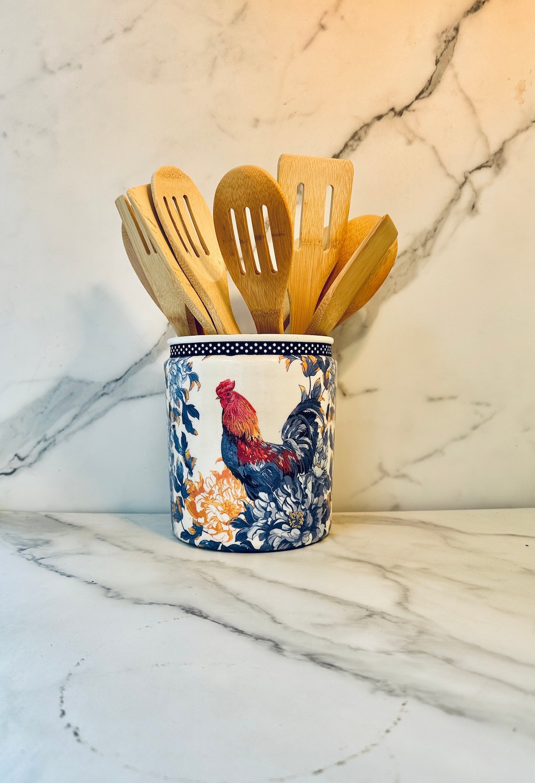 Roosters Kitchen Utensil Holder, Rooster Utensil Caddy, Rooster Utensil ...