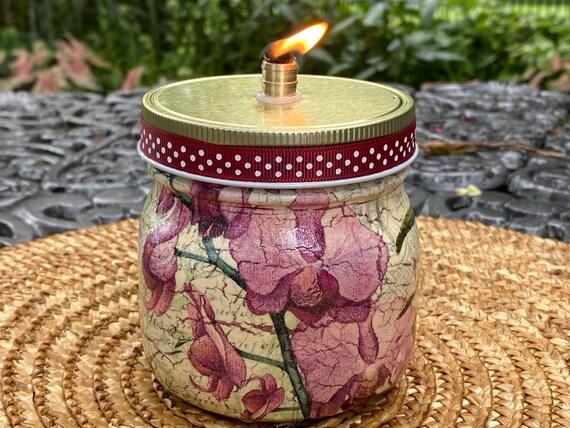 Mini tiki oil lamp hummingbirds orchids 4 x 4 | Etsy