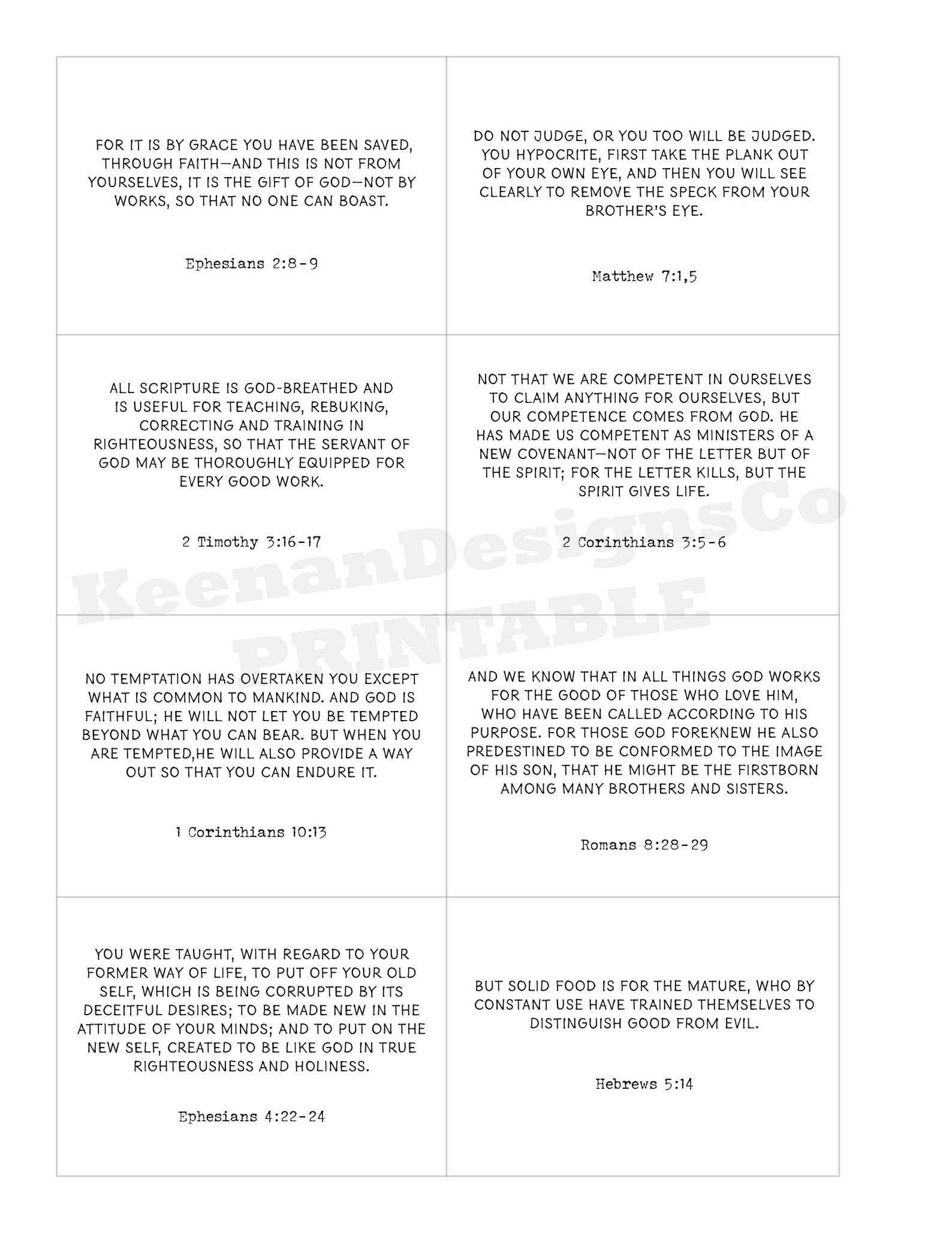 Printable Scripture Memory Verse Cards 32 Verses - Etsy