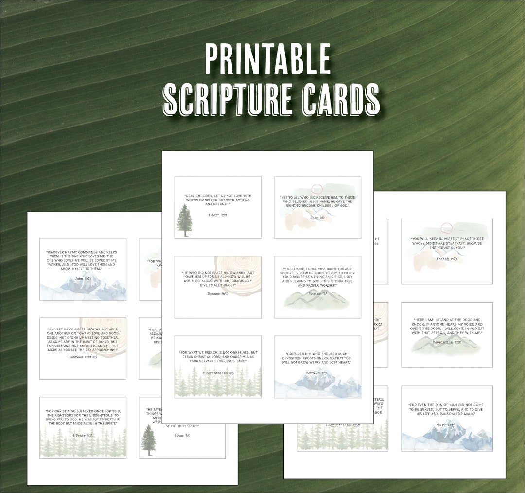 Printable Scripture Memory Verse Cards | 18 Verses - Etsy