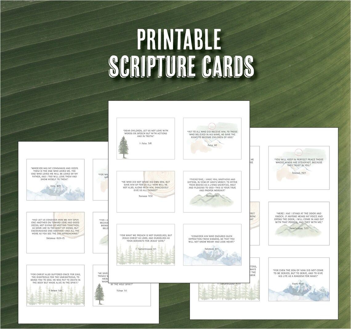 Printable Scripture Memory Verse Cards 18 Verses - Etsy