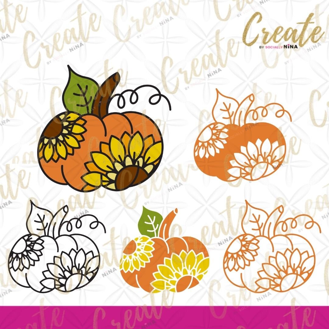 Fall Pumpkin Sunflower Clipart for Autumn Sublimation Designs - Etsy