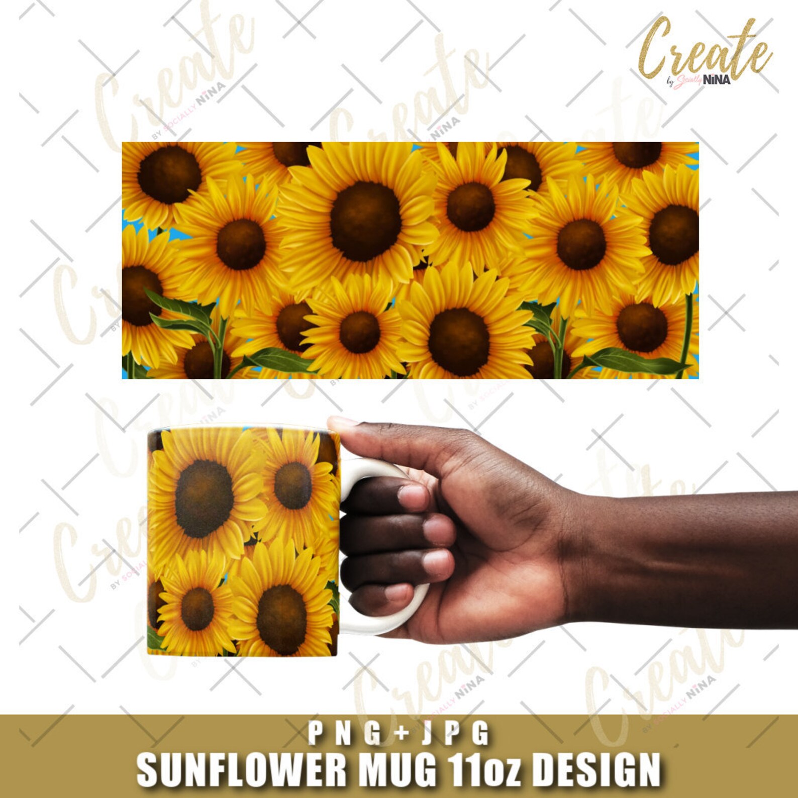 Sunflower Mug Design 11oz Cricut coffee mug press floral | Etsy