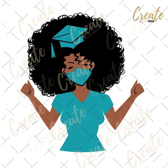 Nurse Graduation SVG African American Woman Nurses With Mask | Etsy