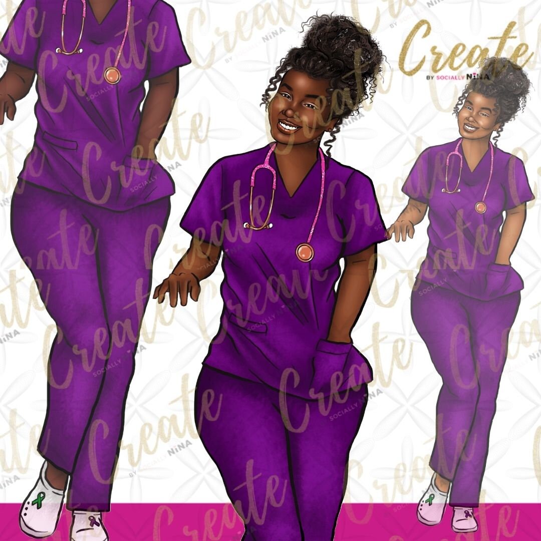 Black Nurse Clipart Dark Skin African American Girl Clip Art - Etsy