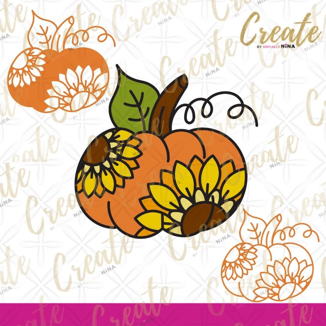 Fall Pumpkin Sunflower Clipart for Autumn Sublimation Designs - Etsy