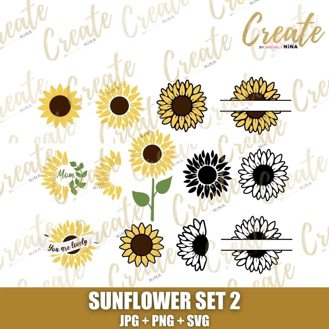 Sunflower Svg Beautiful Bloom Sunflowers Svg Vector Files - Etsy