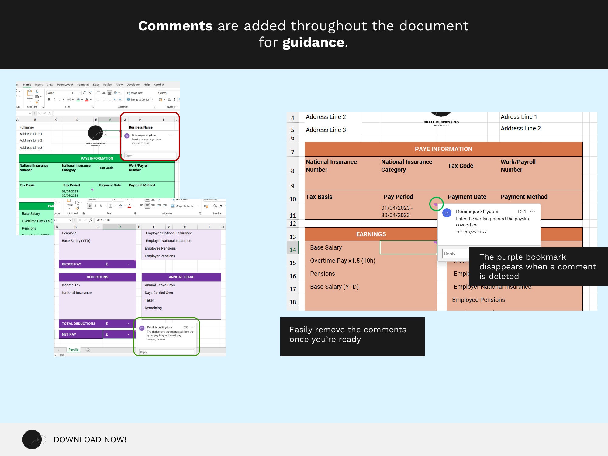 Payslip Template Excel | Employee Pay Stub Template Excel | Editable ...