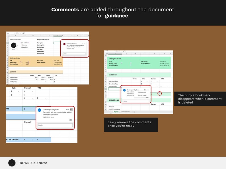 Payslip Template | Employee Pay Stub | Payroll Check Template ...
