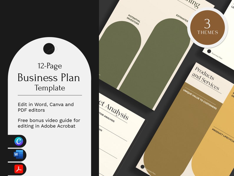 Traditional Business Plan Template for Word, Docs, Canva and PDF - Etsy