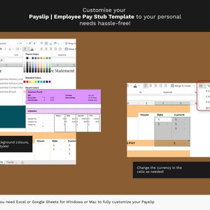 Editable Employee Payslip Template: Excel & Google Sheets (digital ...