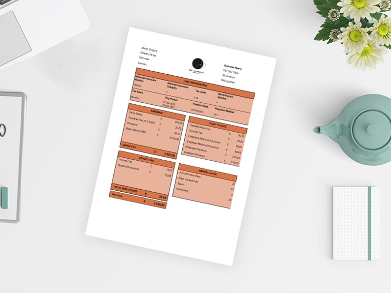 Editable Payslip Template: Employee Pay Stub Excel (digital Download ...
